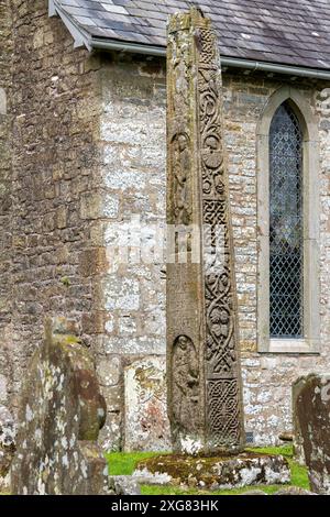 The West Face of the rare Anglo-Saxon cross standing in the grounds of ...