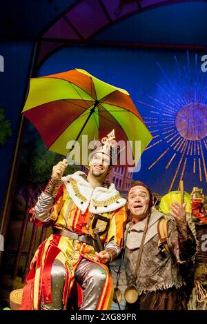 Marcus Brigstocke as King Arthur and Todd Carty as Patsy. Monty Python ...