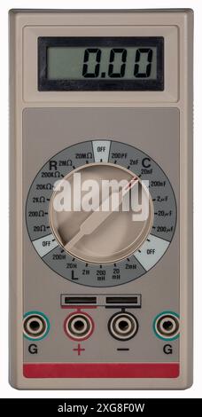 Historic digital multimeter without leads, cut out on white background ...