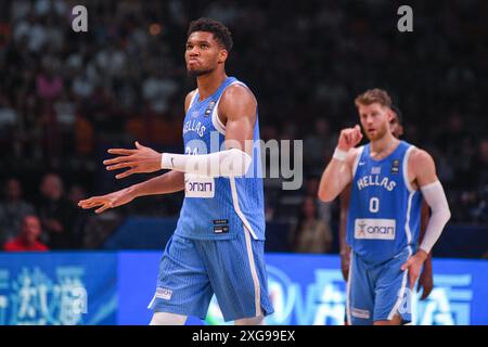 Giannis Antetokounmpo doing the shrug celebration (Greece). FIBA ...