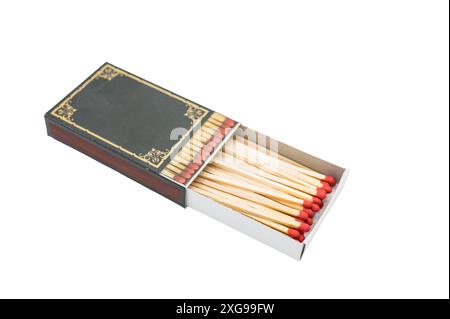 Detail of a box of classic style matches on a white background Stock ...