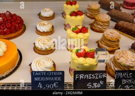 French Pastries on Display in a Cafe in Paris Stock Photo - Alamy