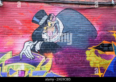 Cartoon villain Ratigan mural in an alley near Saint-Laurent Boulevard ...