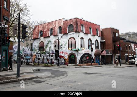 Zoo animals mural on City Hall Avenue in downtown Montreal, Quebec ...