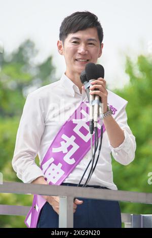 Tokyo gubernatorial election candidate Shinji Ishimaru of former mayor ...
