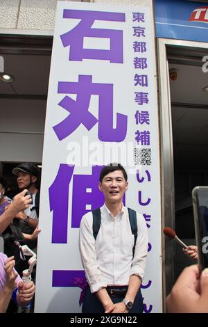 Tokyo gubernatorial election candidate Shinji Ishimaru of former mayor ...