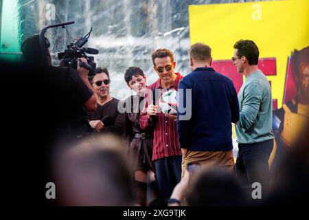 Shawn Levy, Emma Corrin, Ryan Reynolds, Hugh Jackman, Rob Delaney and ...