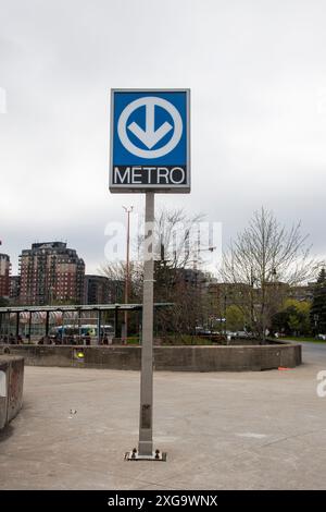 Angrignon Metro station sign in Montreal, Quebec, Canada Stock Photo ...