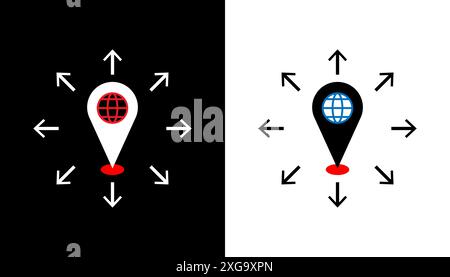 Location expansion location line symbol with arrows Stock Vector Image ...