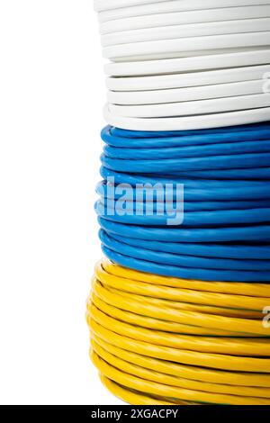 Three Spools of Electrical Wire on White Background Stock Photo - Alamy