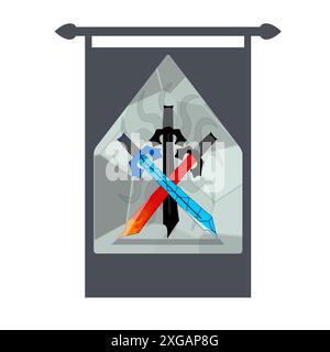 Frame illustration with 3 different sword designs on each side Stock ...