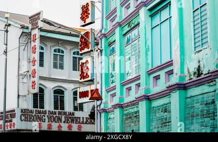 Penang,Malaysia-April 25 2023:The beautiful and colorful architecture ...