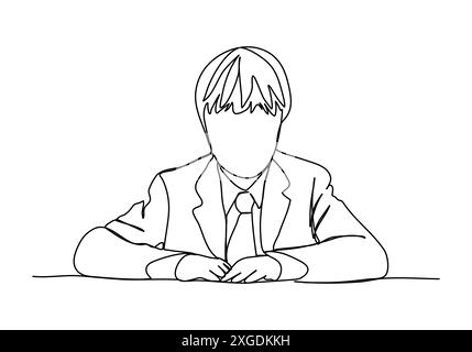 Child in school uniform, one line drawing vector illustration Stock ...