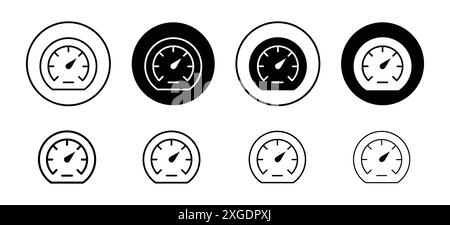 Speedometer level indicator logo set. Outline illustration of 9 speedometer level indicator ...