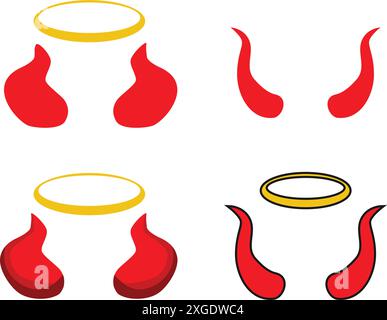 Red short devil horns halloween element vector decoration Stock Vector ...