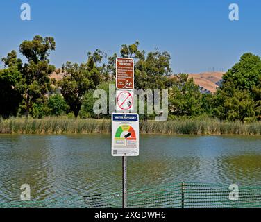 water advisory sign set at danger for man made Lake Elizabeth in ...