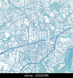 Road map of Essen in Germany. Contains layered vector with roads water ...