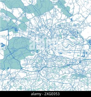 Road map of Krakow in Poland. Contains layered vector with roads water ...