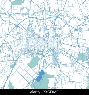 Road map of Lublin in Poland. Contains layered vector with roads water ...