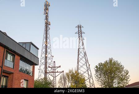 telecommunication towers with radio modules and antennas around the ...