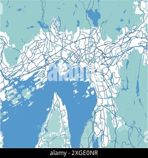 Road map of Oslo in Norway. Contains layered vector with roads water ...