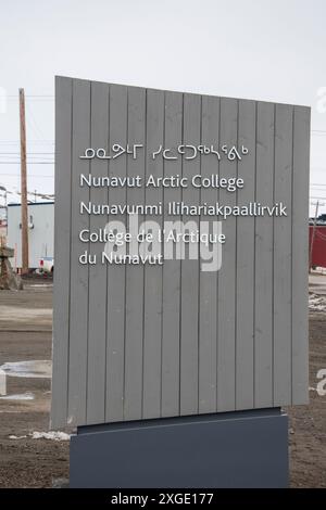 Multilingual Nunavut Arctic College sign in English, Inuktitut and ...