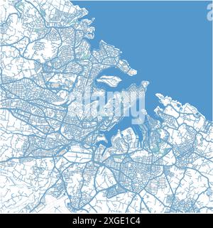 Road map of Valletta in Malta. Contains layered vector with roads water ...