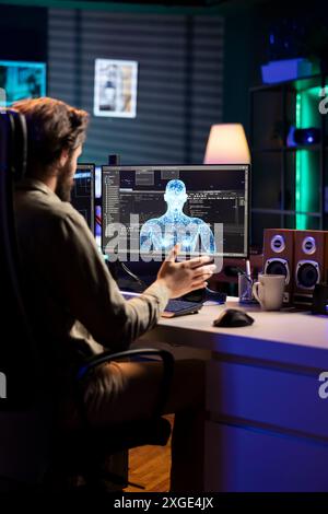 Artificial intelligence entity with anthropomorphic body escaping control of creator, breaking ...