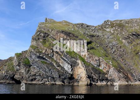 Geology rock structures fissures cliffs coast County Donegal near ...