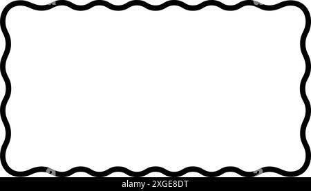 Rectangle frame with scalloped edges. Rectangular shape with wavy ...