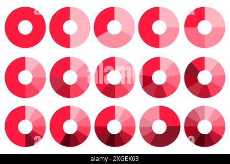 Donut and pie chart segments collection. Wheel and circle diagrams set ...