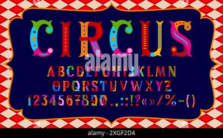 Circus font, carnival fancy type, retro craft typeface,entertainment ...