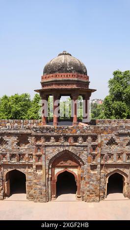 Beautiful inside view of Jahaz Mahal, arches, and tombs of the Mahal ...
