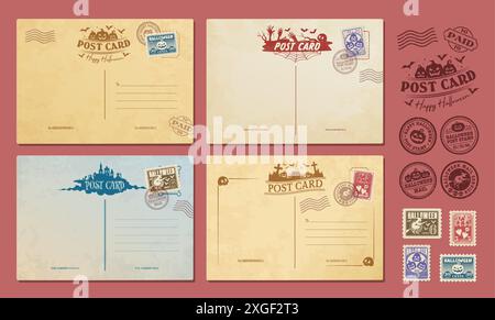 Spooky vintage halloween event layout background with trick or treat ...