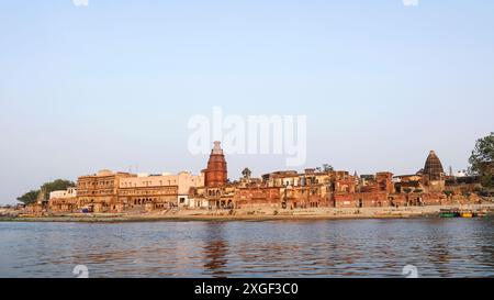 Beautiful ghat of Vrindavan with Jugak Kishorji Temple, Yamuna Ghat ...