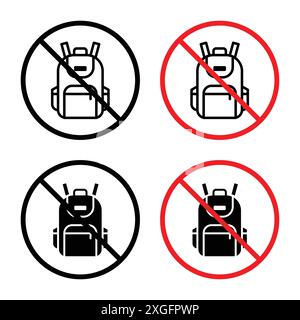 No backpacks allowed sign logo sign vector outline in black and white ...