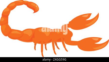 Cartoon orange scorpion standing in attacking position with raised ...