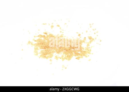 Ground, milled, crushed or granulated hazelnut pile isolated on white ...