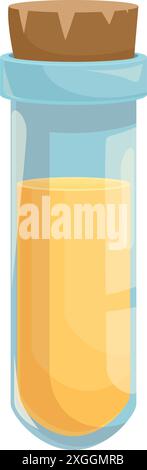 Cartoon illustration featuring a glass test tube containing a vibrant ...