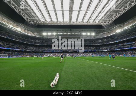 General view inside the Santiago Bernabeu stadium prior to the La Liga ...