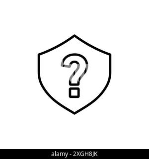 Shield interrogation icon logo sign vector outline in black and white ...