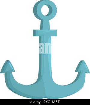 Blue cartoon anchor standing on a white background. Blue anchor ...