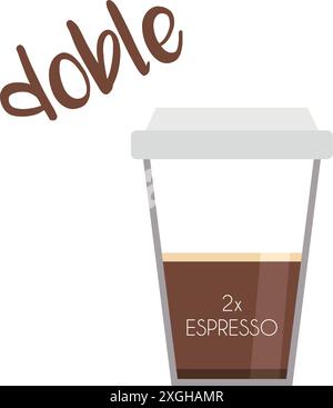 Vector illustration of an Espresso Doppio coffee cup icon with its ...