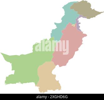 Vector regional blank map of Pakistan with provinces and territories ...