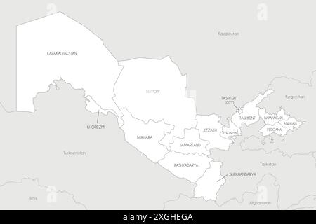 Vector map of Uzbekistan with regions or territories and administrative ...