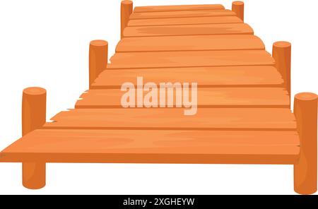Cartoon wooden pier leading to the water, isolated on white background ...