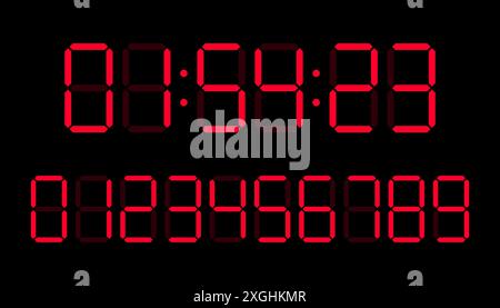 Digital numbers set and timer, digital displays and electronics concept ...