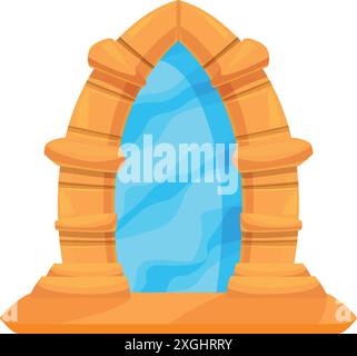 Magic portal with an ancient frame made of stones is opening to another ...