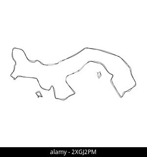 Panama country simplified map. Thin black outline contour. Simple ...