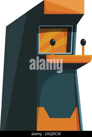 Arcade game machine displaying racing game interface with steering ...